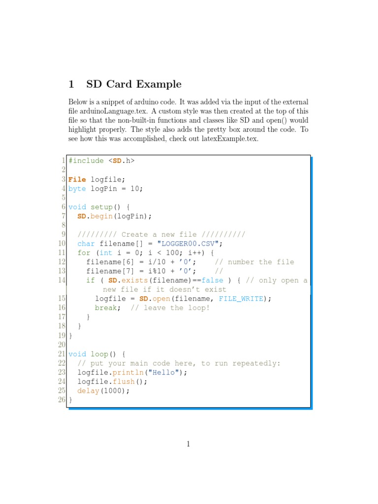 1 SD Card Example: #Include | PDF | Computers