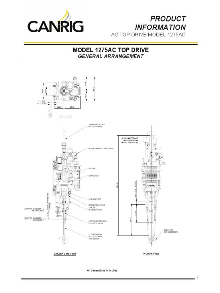 Edoc - Pub - Canrig Top Drive Model 1275 Ac PDF | PDF | Electric Motor ...