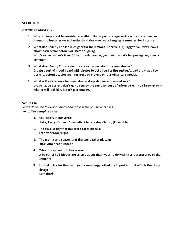 Stage Set Design Essentials Guide | PDF