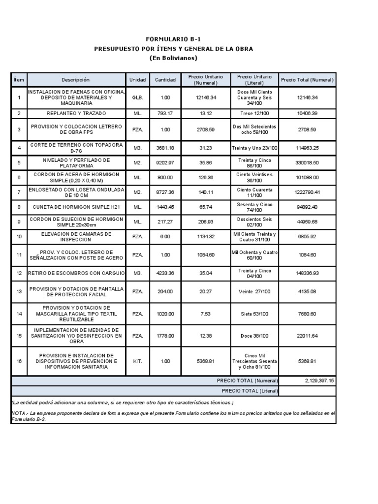 Formulario B-1 | PDF