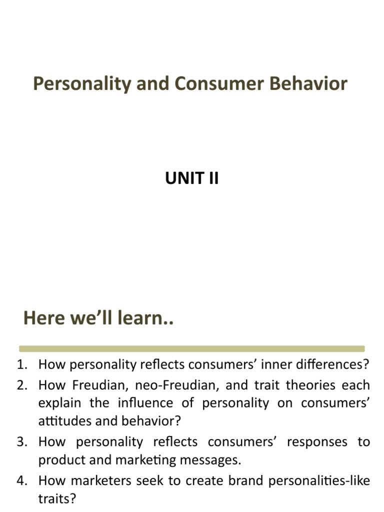 Consumer Behaviour - Brand Personality | PDF | Id | Personality Psychology