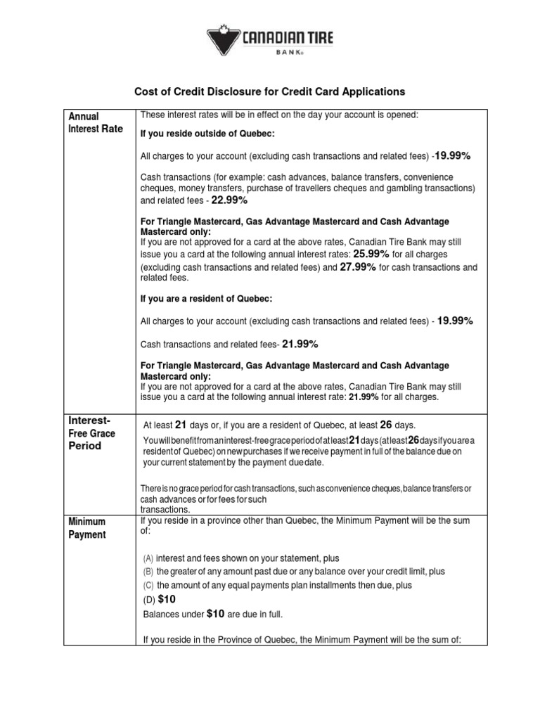Cost of Borrowing Disclosure April72020 EN | PDF | Payments | Credit Card