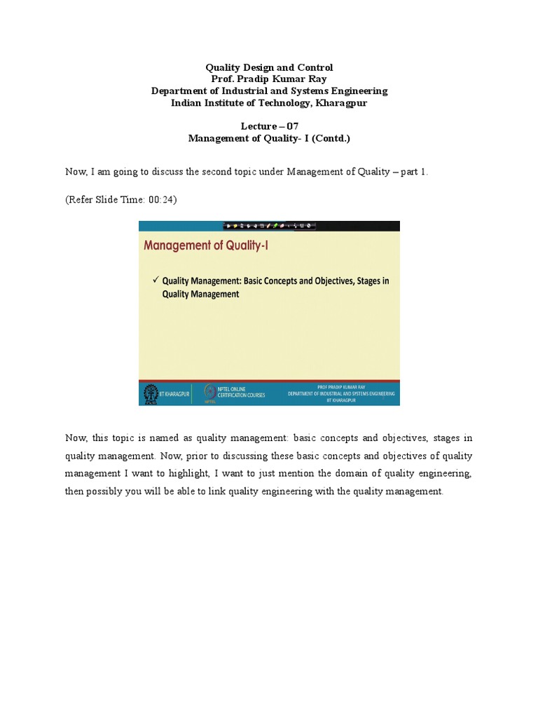 Lec 7 | PDF | Customer Relationship Management | Quality Management