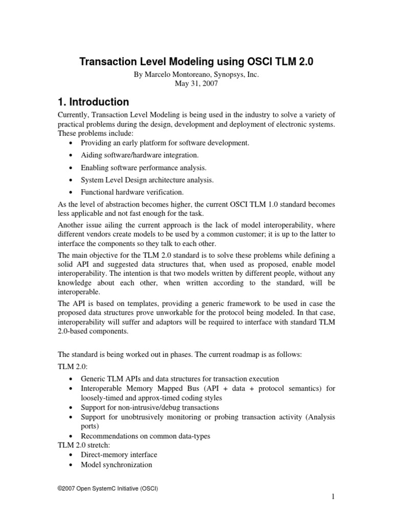 TLM 2.0 White Paper | PDF | Interoperability | Application Programming ...