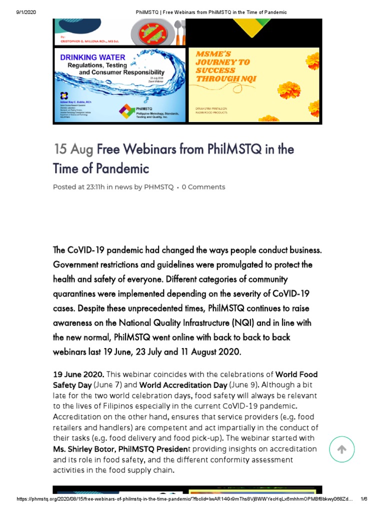 PhilMSTQ - Free Webinars From PhilMSTQ in The Time of Pandemic | PDF ...
