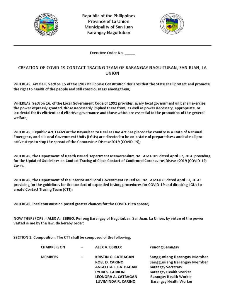 Republic of The Philippines Province of La Union Municipality of San ...