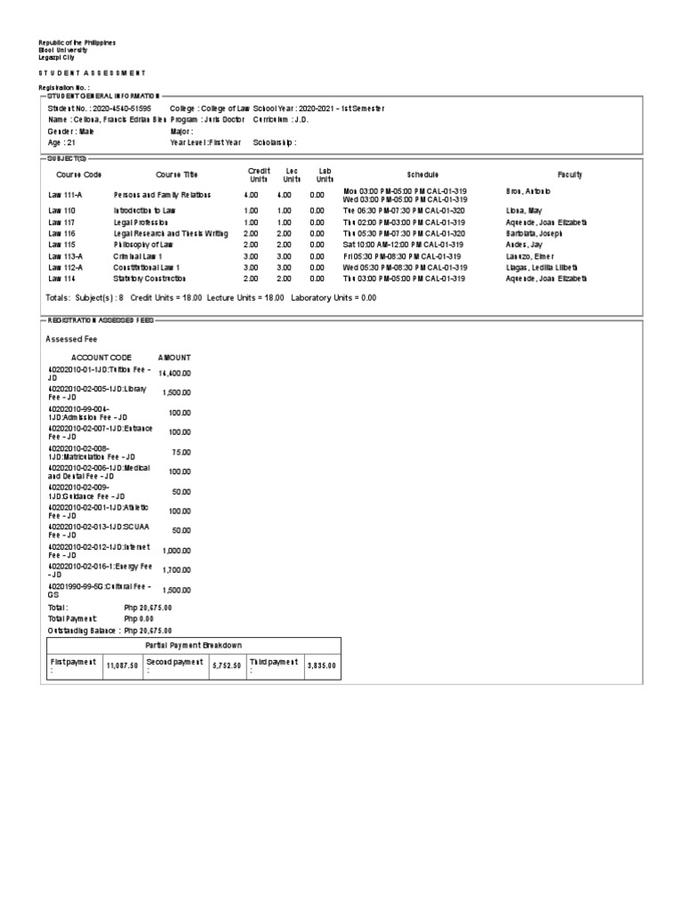 Course Code Course Title Credit Units Lec Units Lab Units Schedule ...