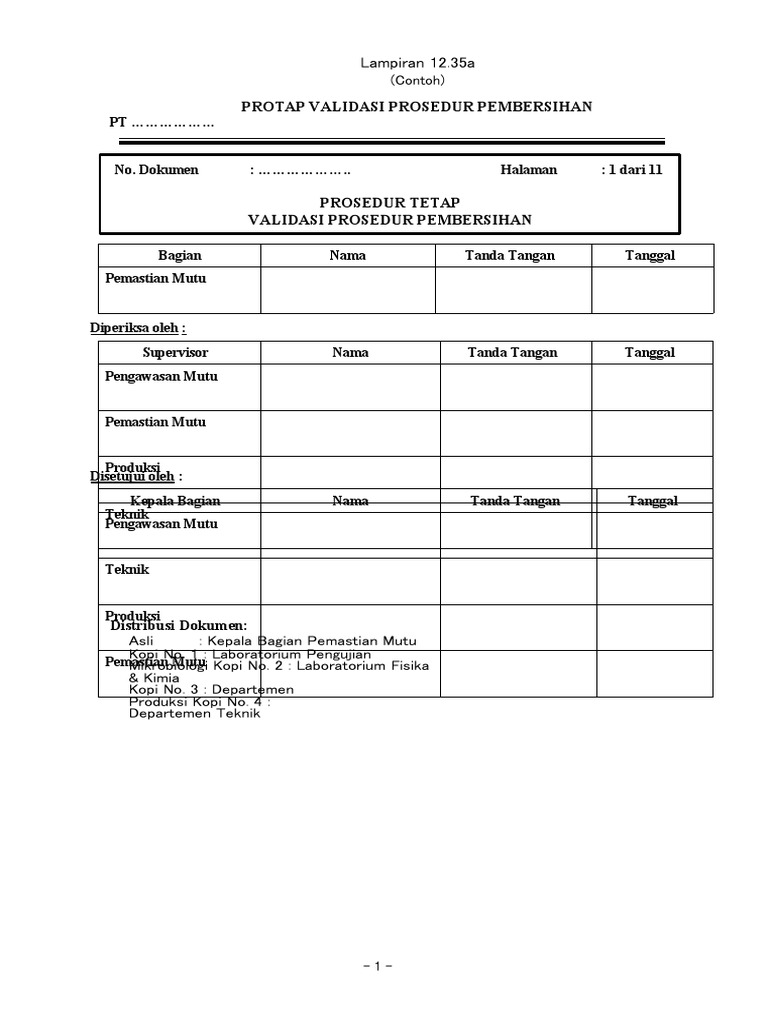 Contoh Protap Validasi Pembersihan CPOB | PDF | Komputer | Teknologi & Rekayasa