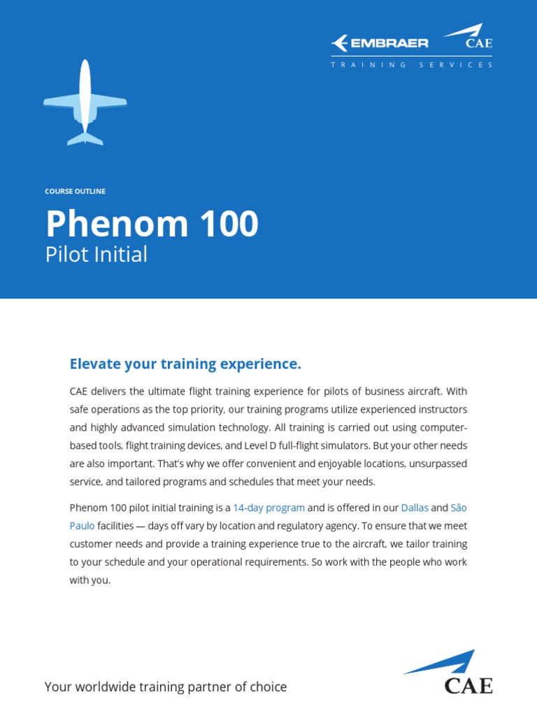 Phenom 100 Pilot Training Overview | PDF | Avionics | Simulation
