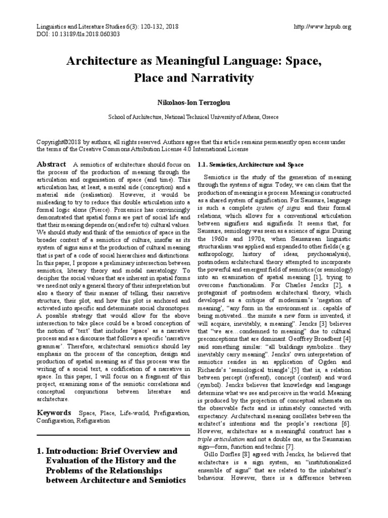 Architecture As Meaningful Language Space Place An PDF | PDF ...
