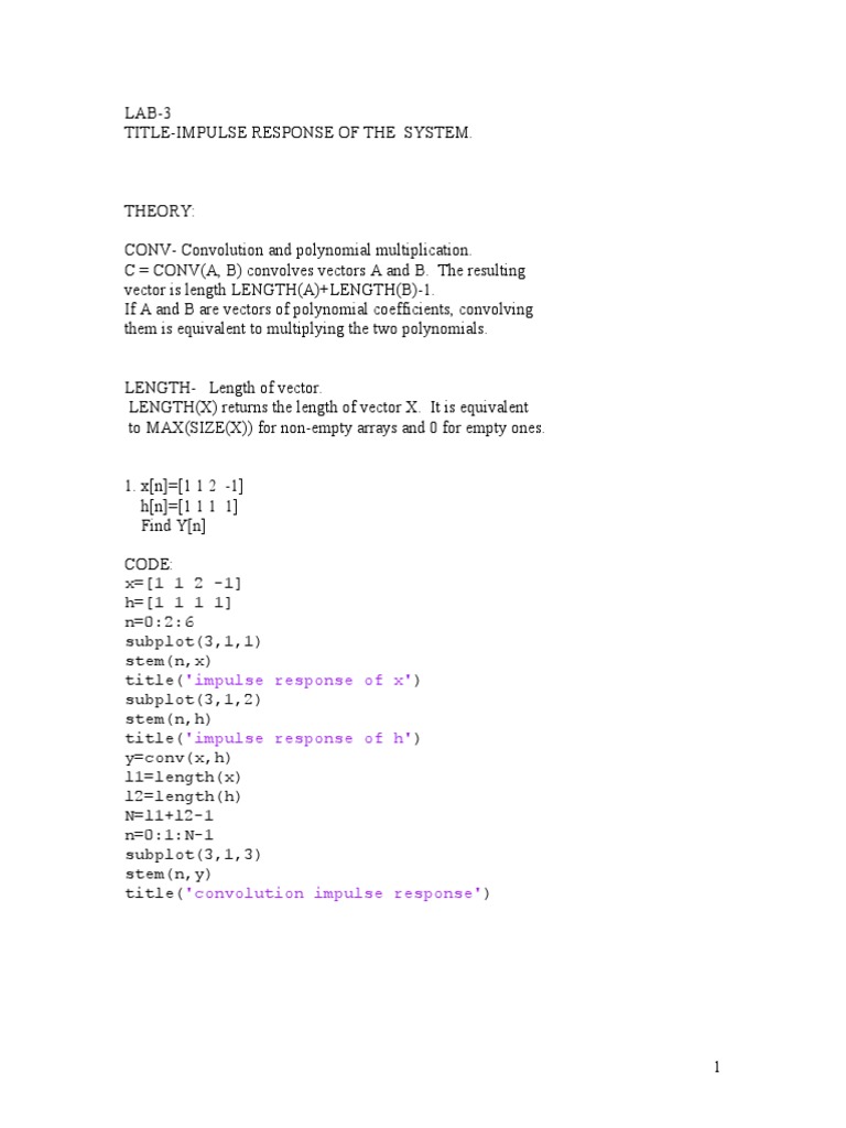Impulse Response of X | PDF | Convolution | Algorithms