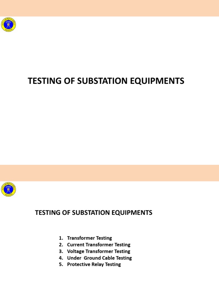Testing of Substation Equipments | PDF | Transformer | Electrical ...