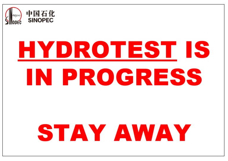 Hydrotest in Progress: Stay Away | PDF
