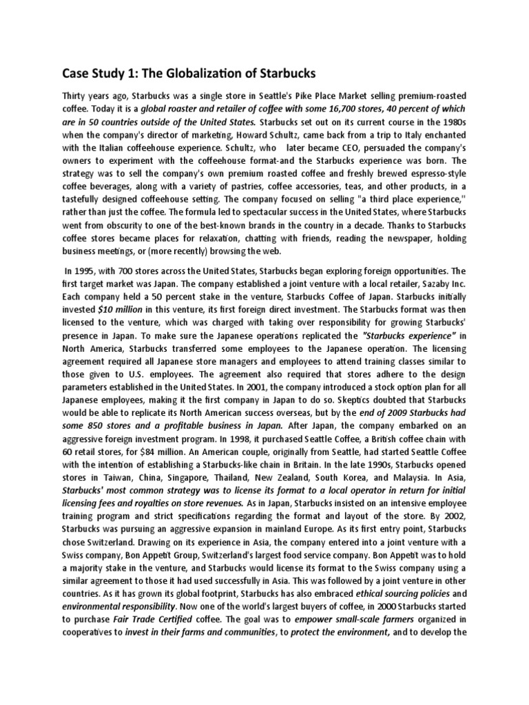 The Globalization of Starbucks | PDF | Starbucks | Fair Trade