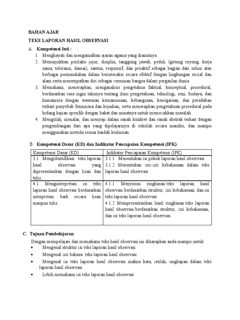 Laporan Hasil Observasi | PDF | Kajian Bahasa Asing