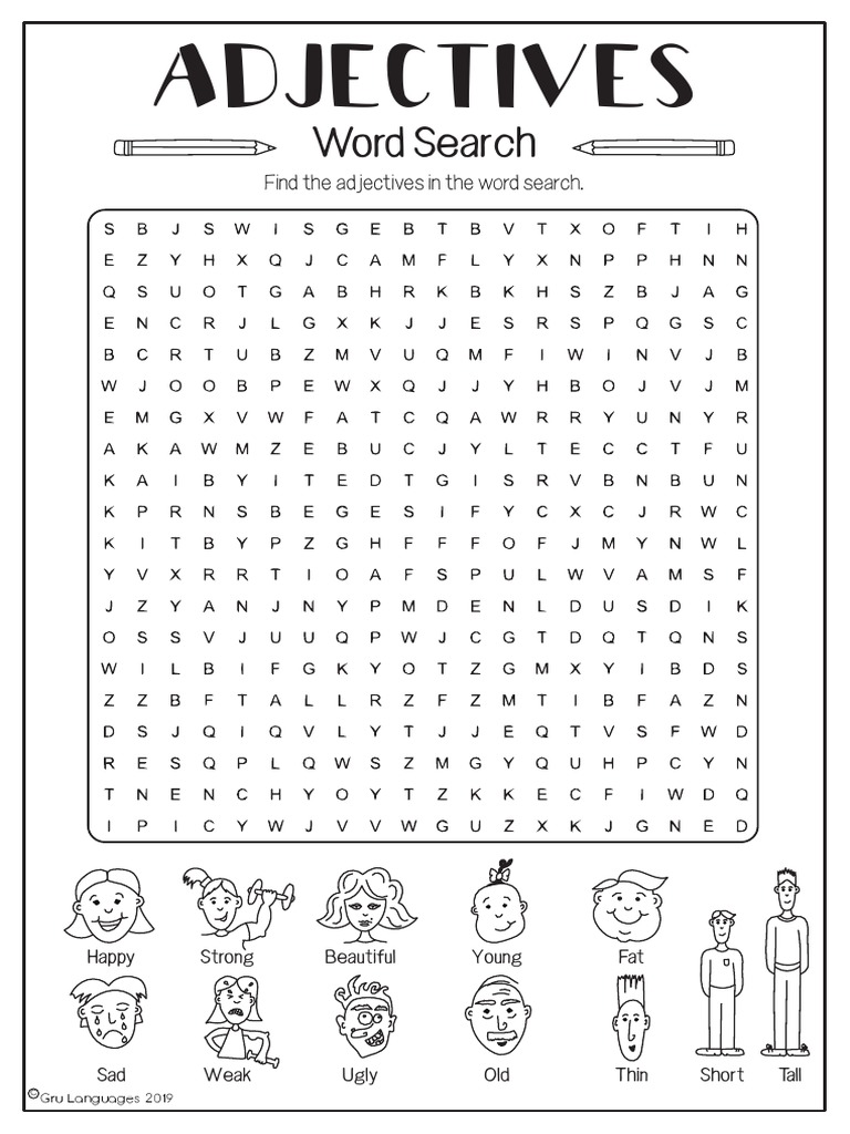 Adjectives Word Search PDF | PDF | Wellness