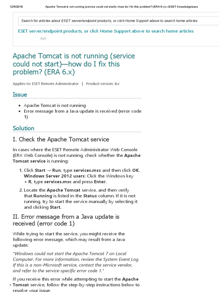 Tomcat Not Running | PDF