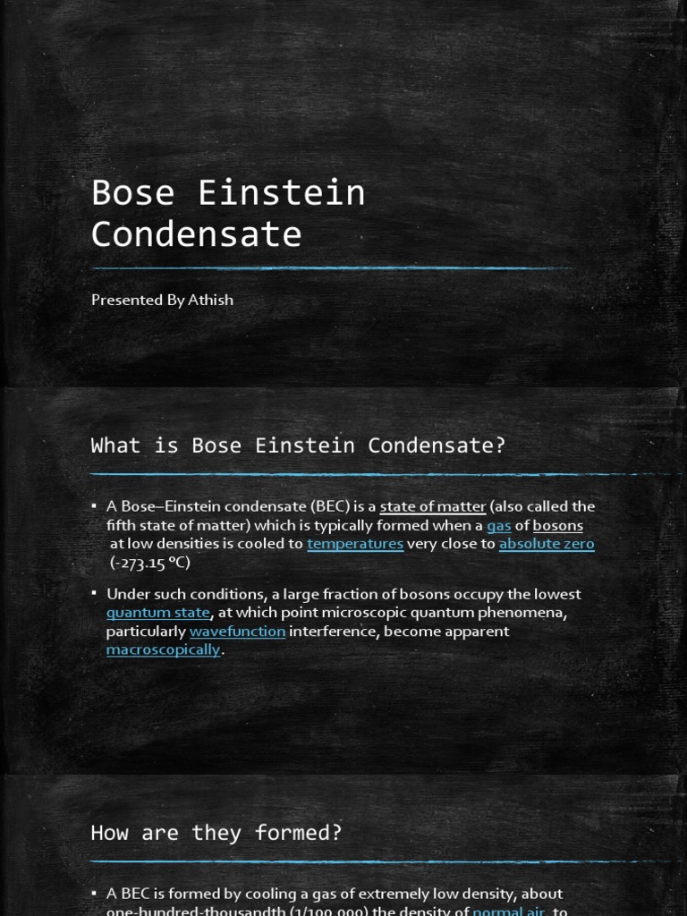 Bose Einstein Condensate | PDF | Boson | Quantum Mechanics