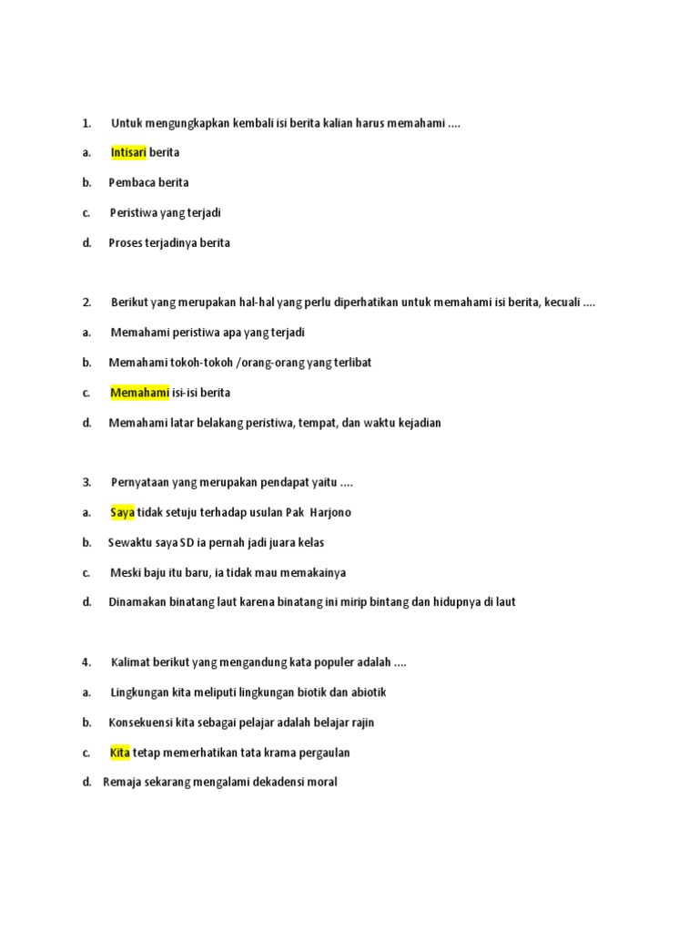 Soal Uhb 1 Teks Berita Kelas 8 | PDF | Ilmu Sosial