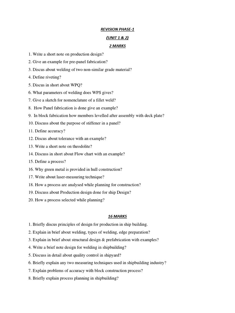 Revision Phase-1 (UNIT 1 & 2) 2 Marks | PDF