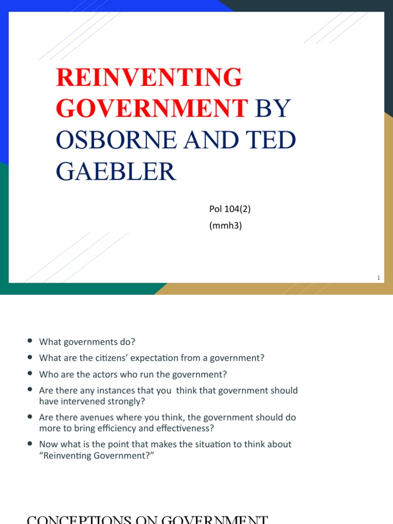 Reinventing Government by Osborne and Ted Gaebler | PDF | Competition ...