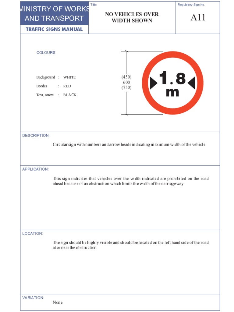 No Vehicles Over Width Shown: Traffic Signs Manual | PDF | Traffic | Road