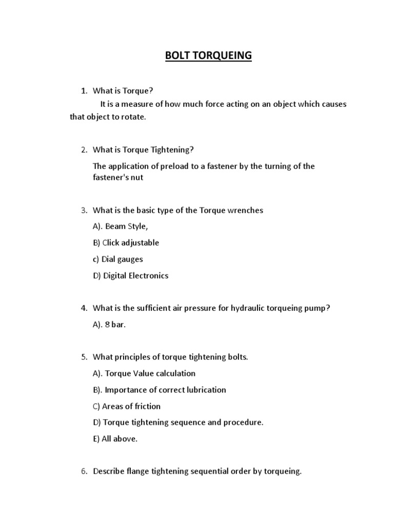 Bolt Torquing | PDF