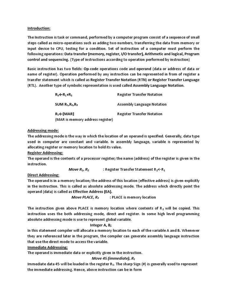 Addressing Modes Instruction Set Architecture | PDF | Assembly Language ...