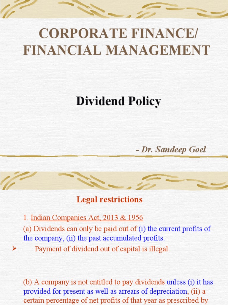 Corporate Finance/ Financial Management: Dividend Policy | PDF ...