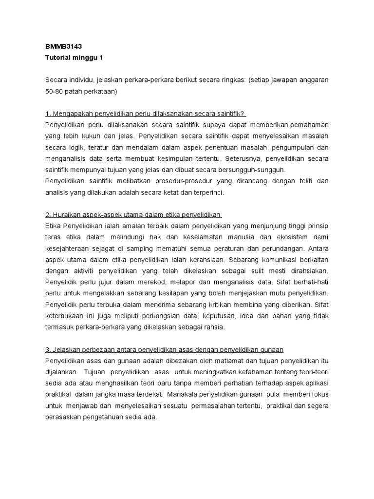 BMMB3143 - Tutor Minggu 1 | PDF