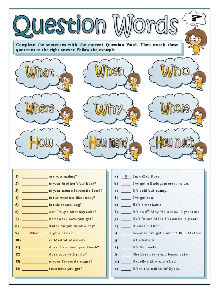 Question Words and Answers Exercise | PDF