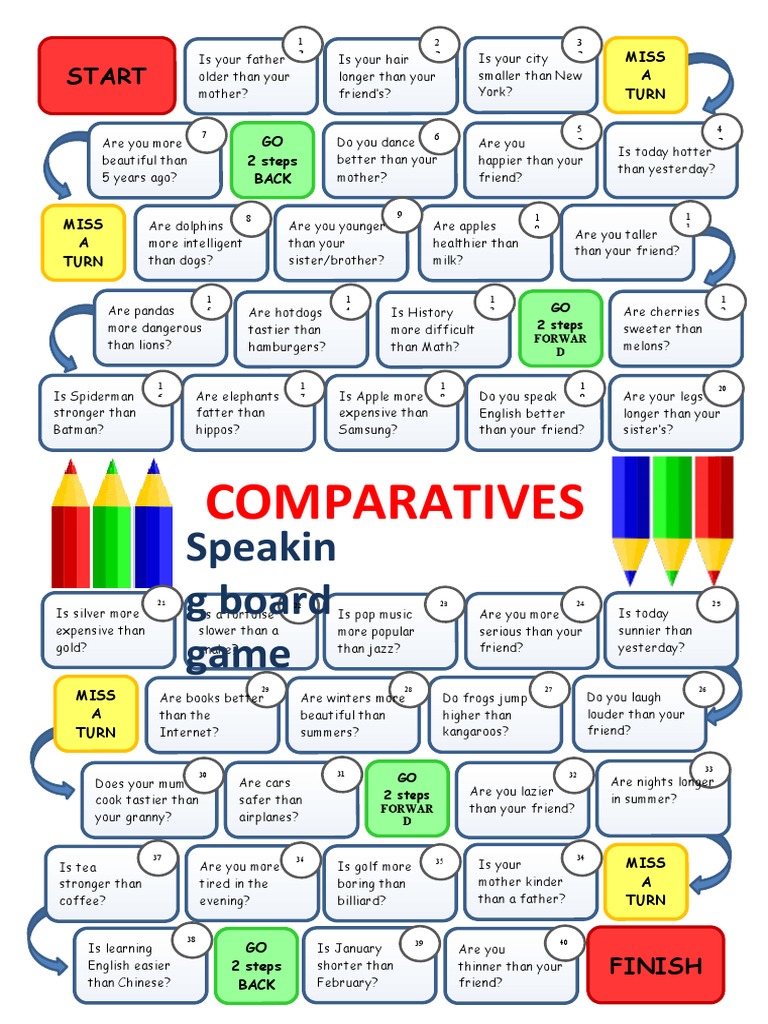 Comparatives Speaking Board Game Boardgames CLT Communicative Language ...