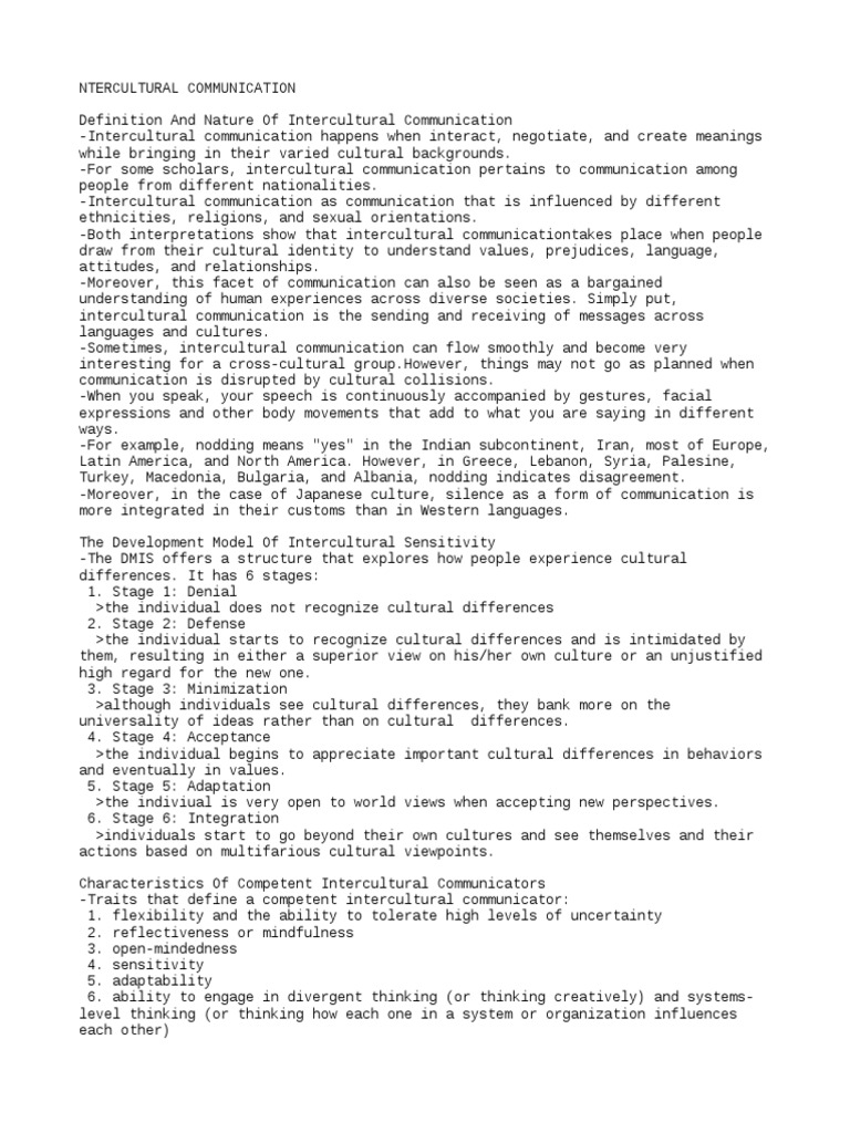 Intercultural Communication Notes | PDF | Cross Cultural Communication ...