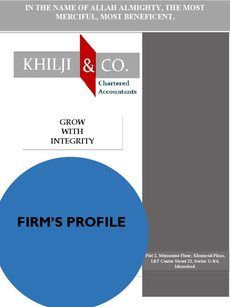 Firm'S Profile: Grow With Integrity | PDF | Accountant | Accounting
