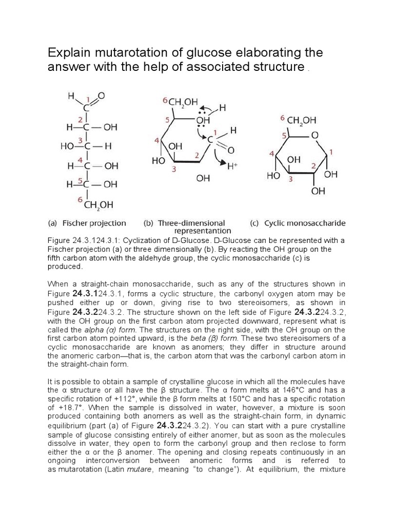 Explain Mutarotation of Glucose Elaborating The Answer With The Help of ...