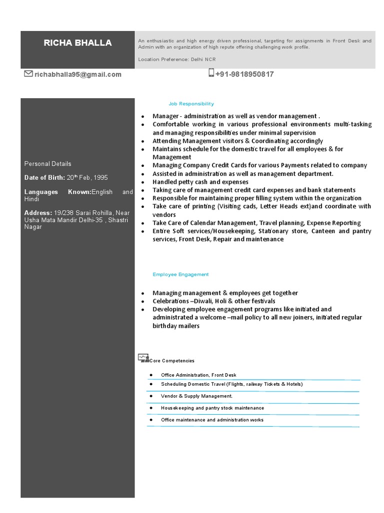 Richa Bhalla: Personal Details Feb, 1995 | PDF | Economies | Business