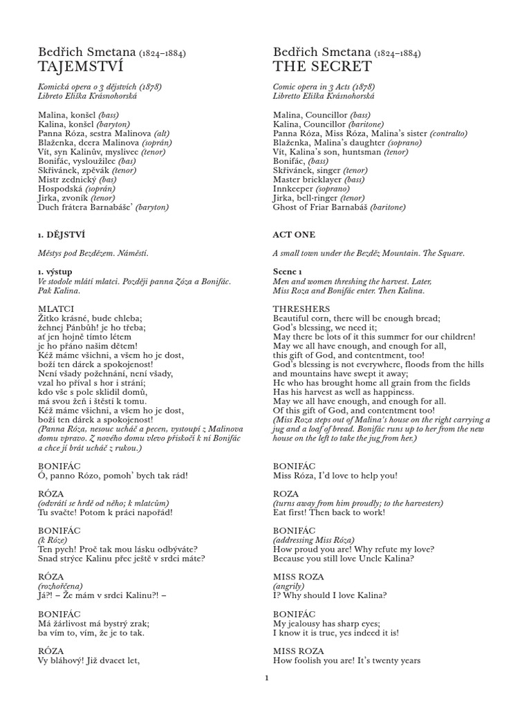 Libretto of The Opera The Secret | PDF