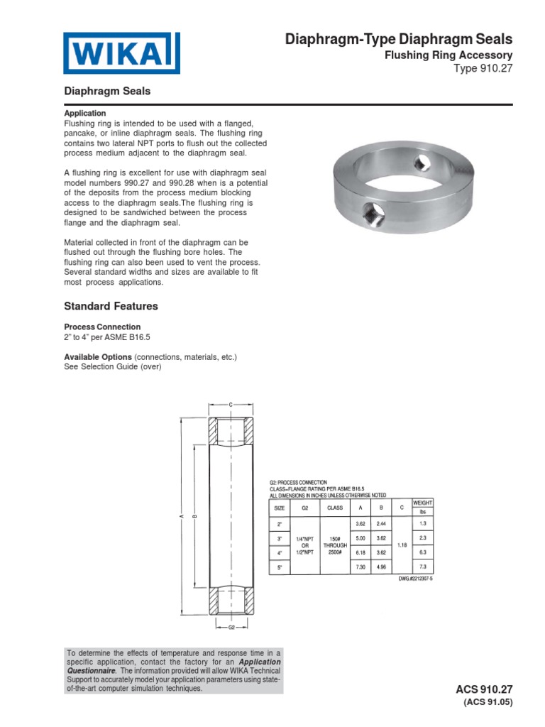 Data Sheet Flushing Ring - Anillo Purga | PDF | Pipe (Fluid Conveyance ...