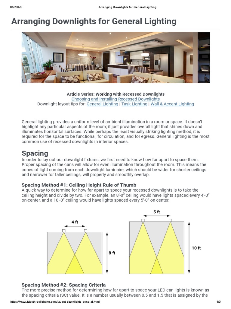 Arranging Downlights For General Lighting PDF | PDF | Lighting | Optics