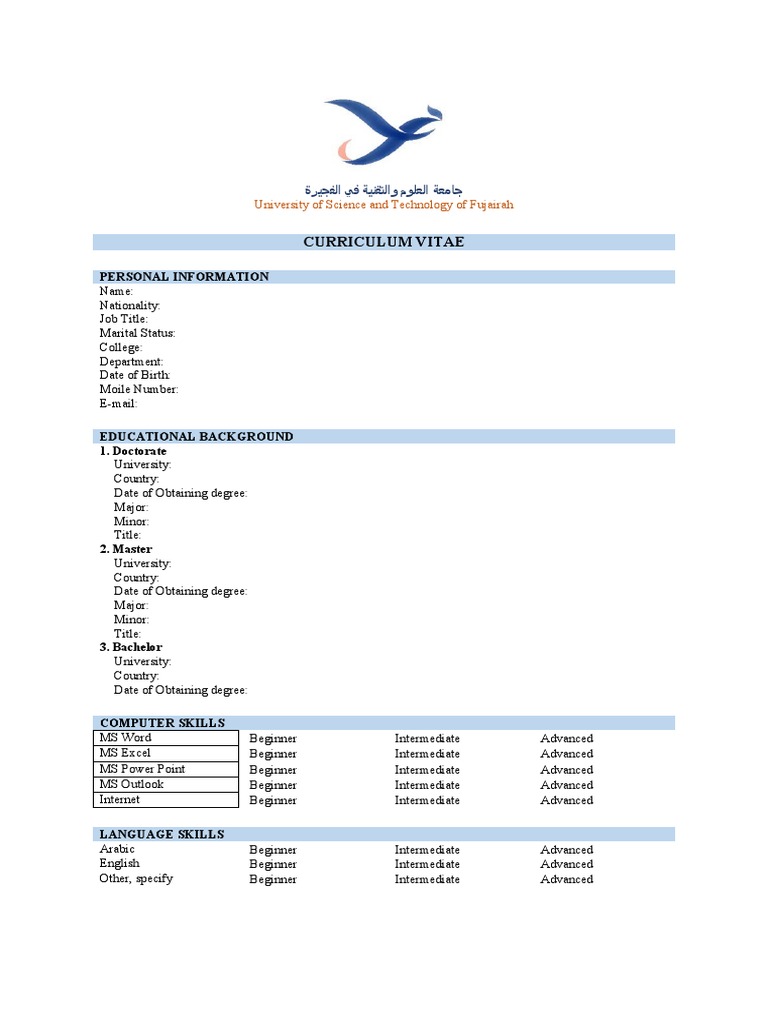 Curriculum Vitae: Personal Information | PDF