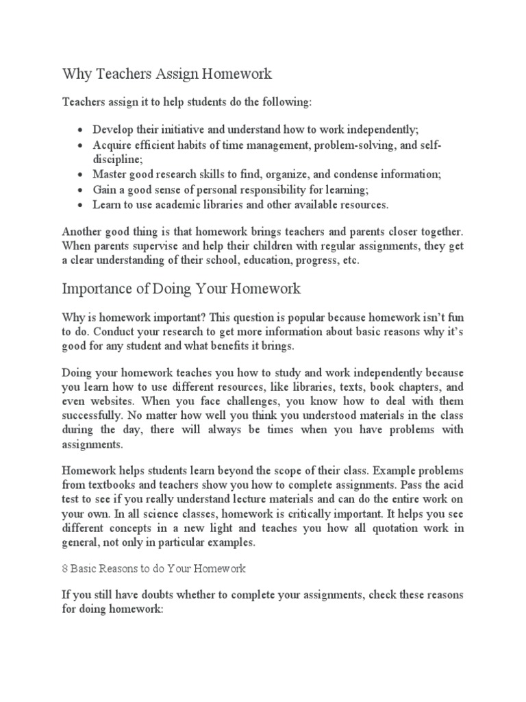 Why Teachers Assign Homework | PDF | Homework | Teachers