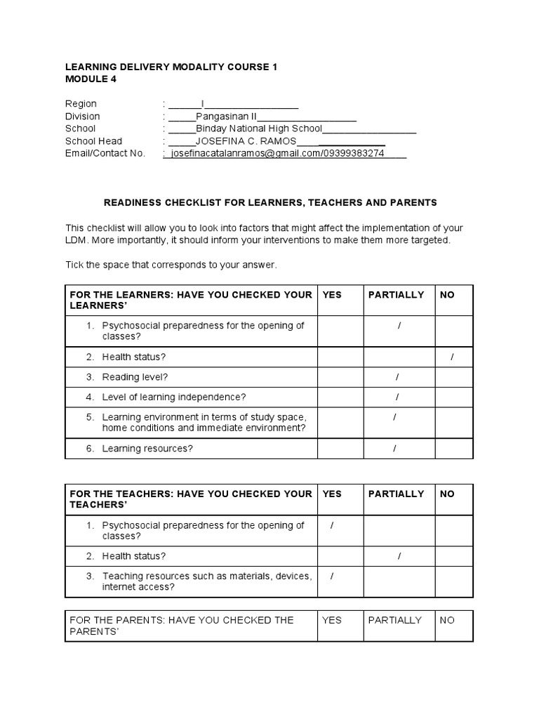 Learning Delivery Modality Course 1 | PDF | Psychosocial | Learning