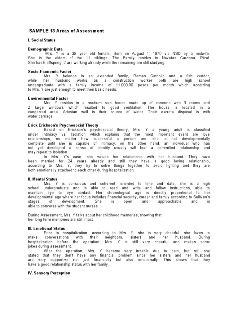 SAMPLE 13 Areas of Assessment | PDF | Breathing | Eye