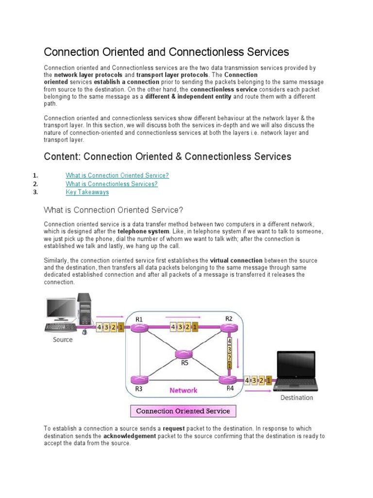 Connection Oriented and Connectionless Services | PDF | Computer ...