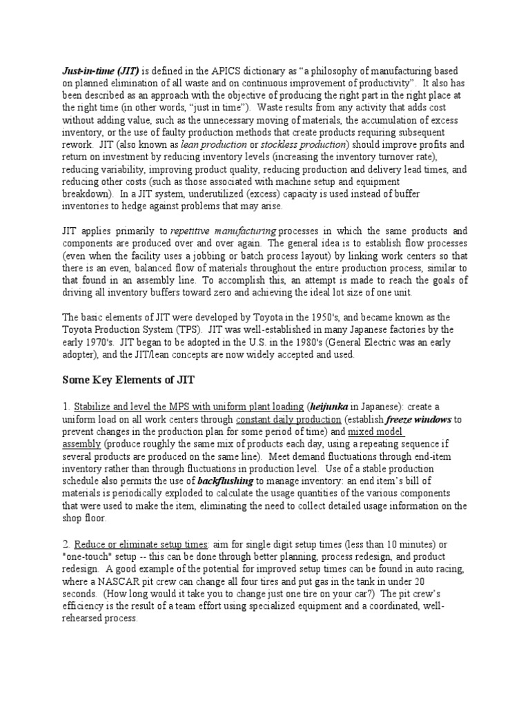 Just in Time Approach | PDF | Inventory | Business Process