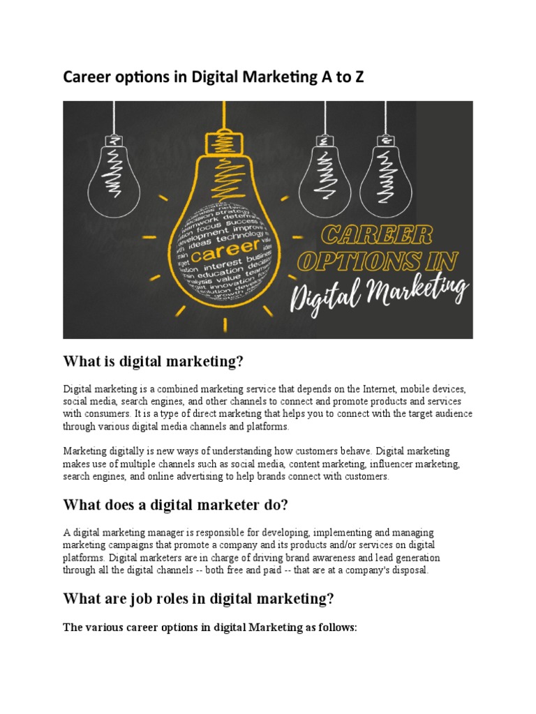 Career Options In Digital Marketing A To Z Pdf Search Engine