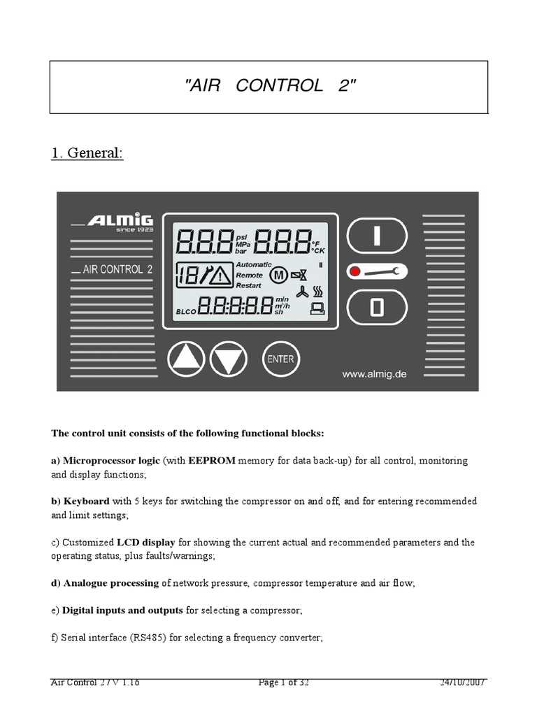 Air Control 2 - V116 - GB - ALMIG | PDF | Power Supply | Mains Electricity