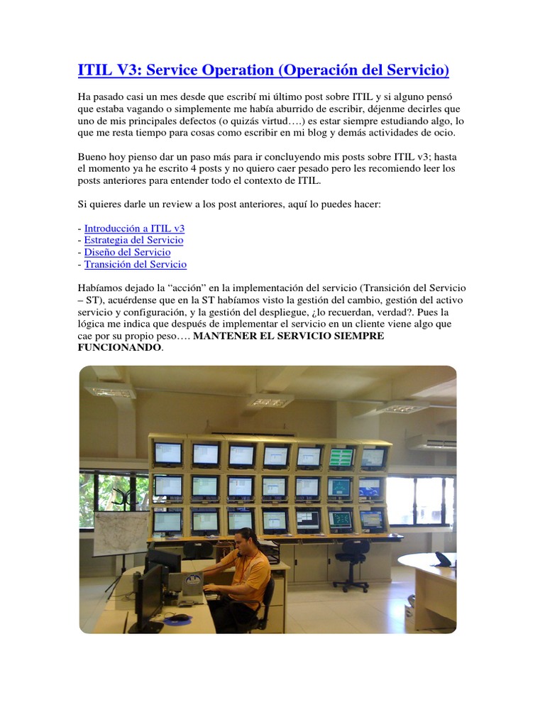 5º - ITIL V3 Operación de Servicio | PDF | Itil | Mesa de ayuda