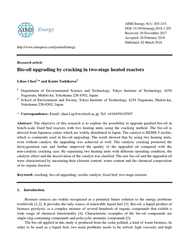 Bio-Oil Upgrading by Cracking in Two-Stage Heated Reactors: Research ...