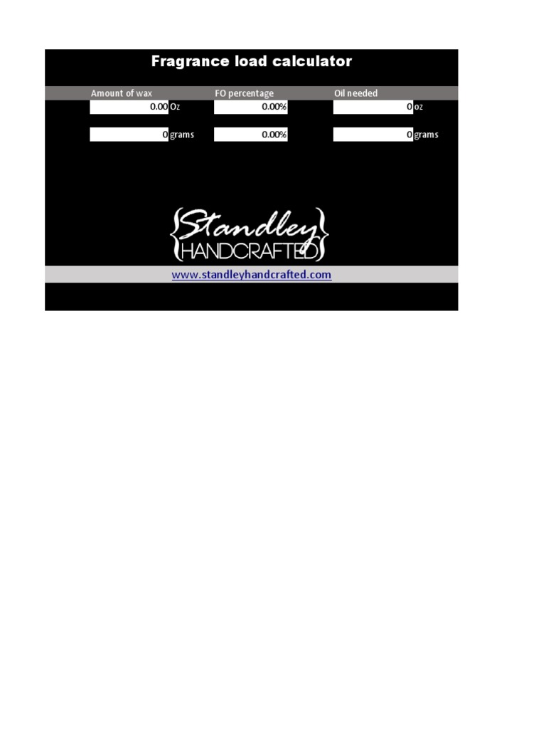 Fragrance Load Calculator for Candles | PDF | Cooking, Food & Wine